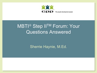 MBTI® Step II Explained | PPT