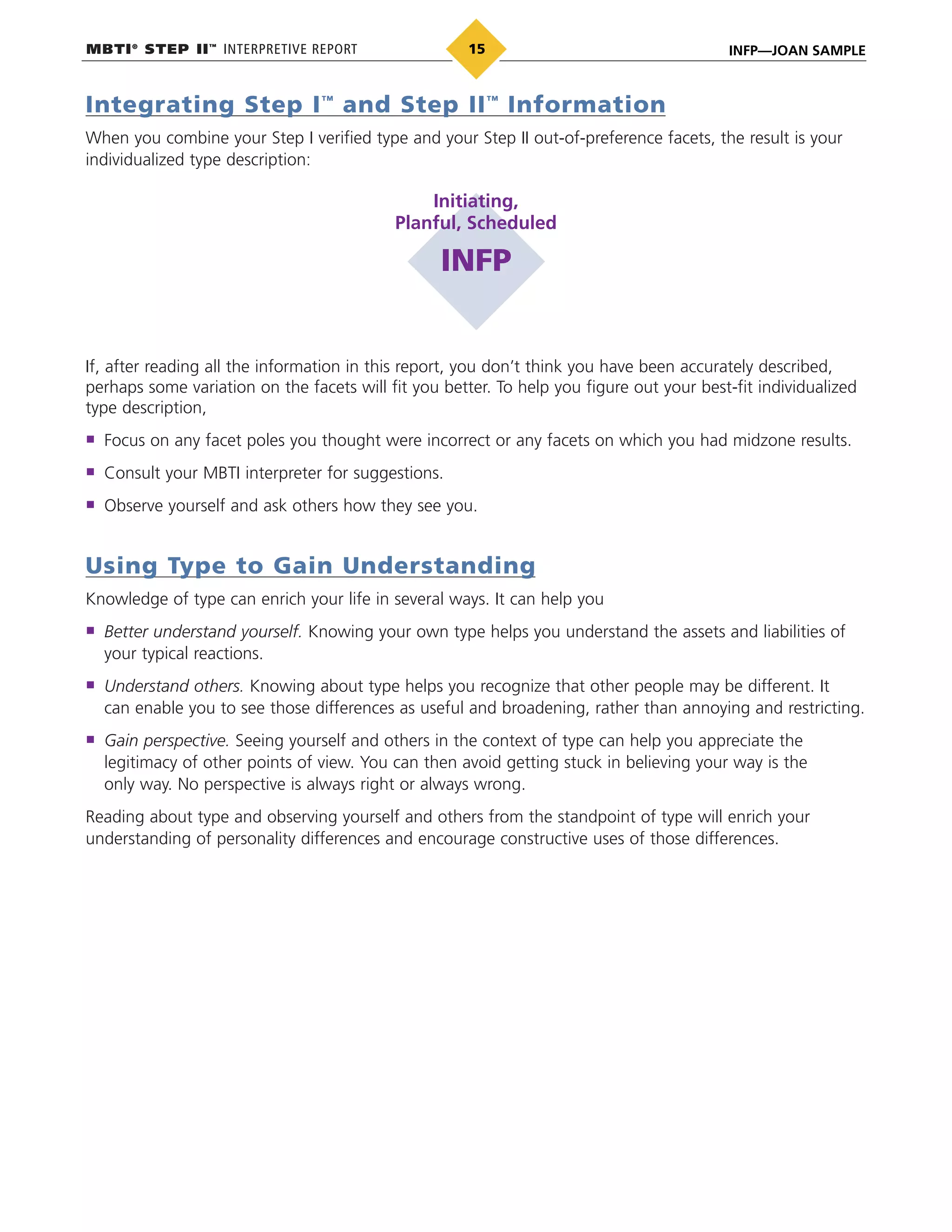 The MBTI® Step II Interpretive Report | PDF