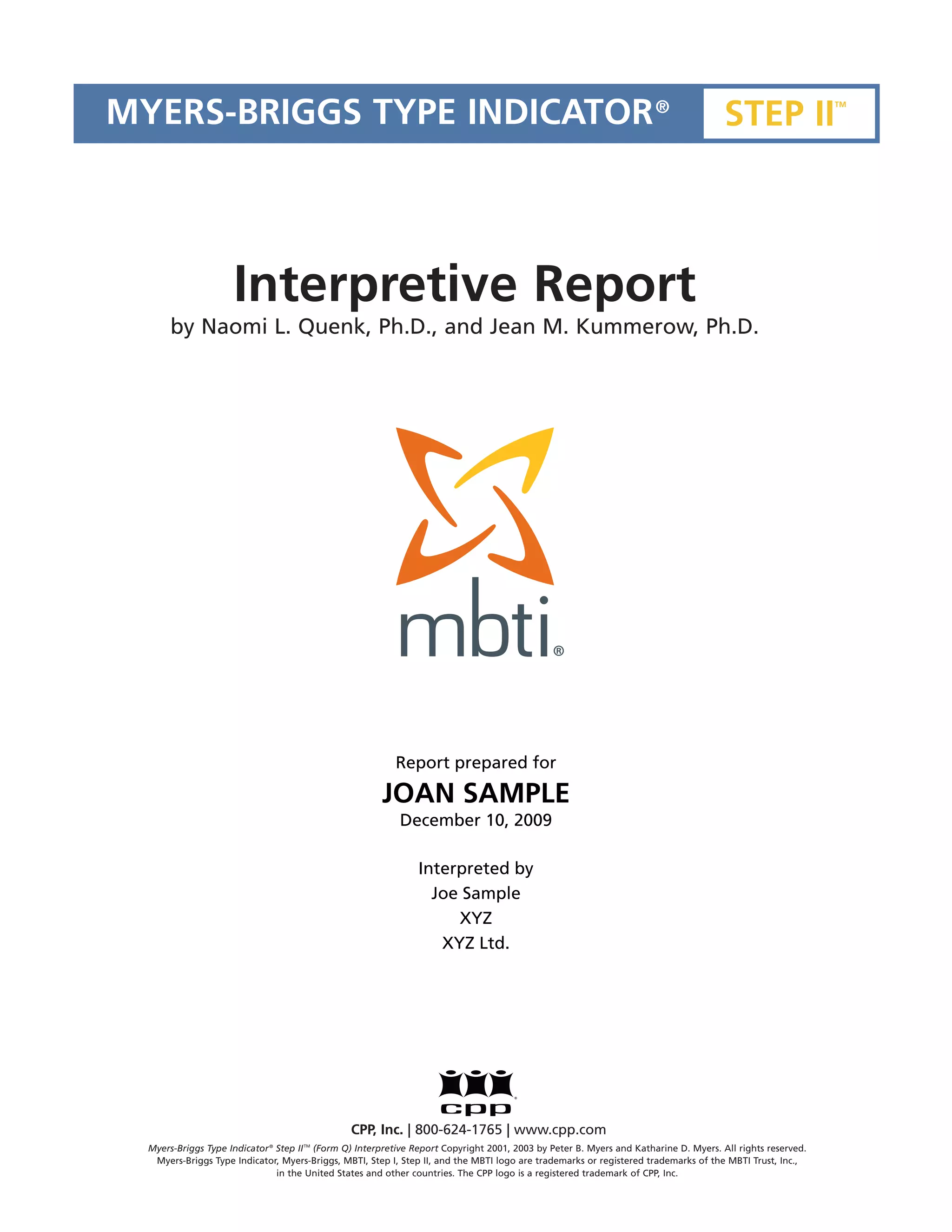 MBTI® Step II Interpretive Report | PDF