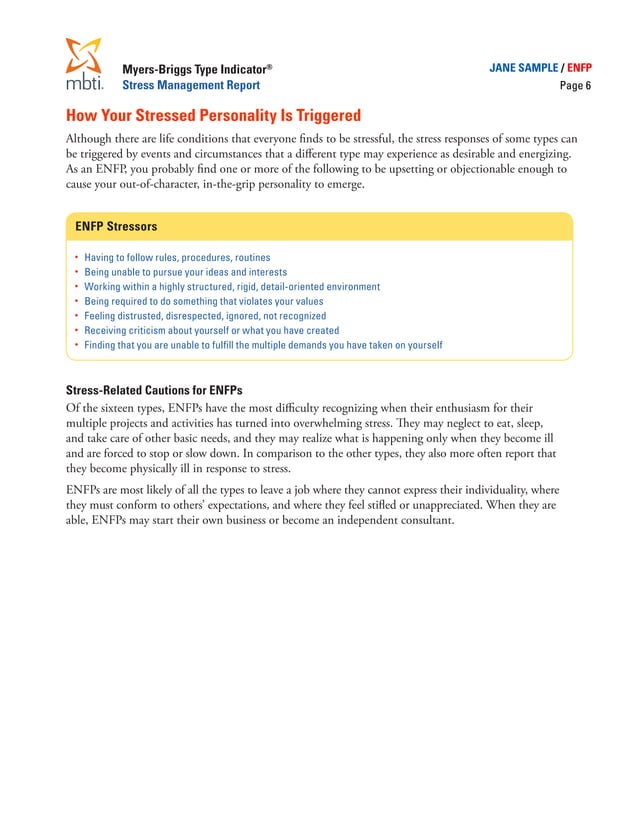 Mbti stress management report | PDF