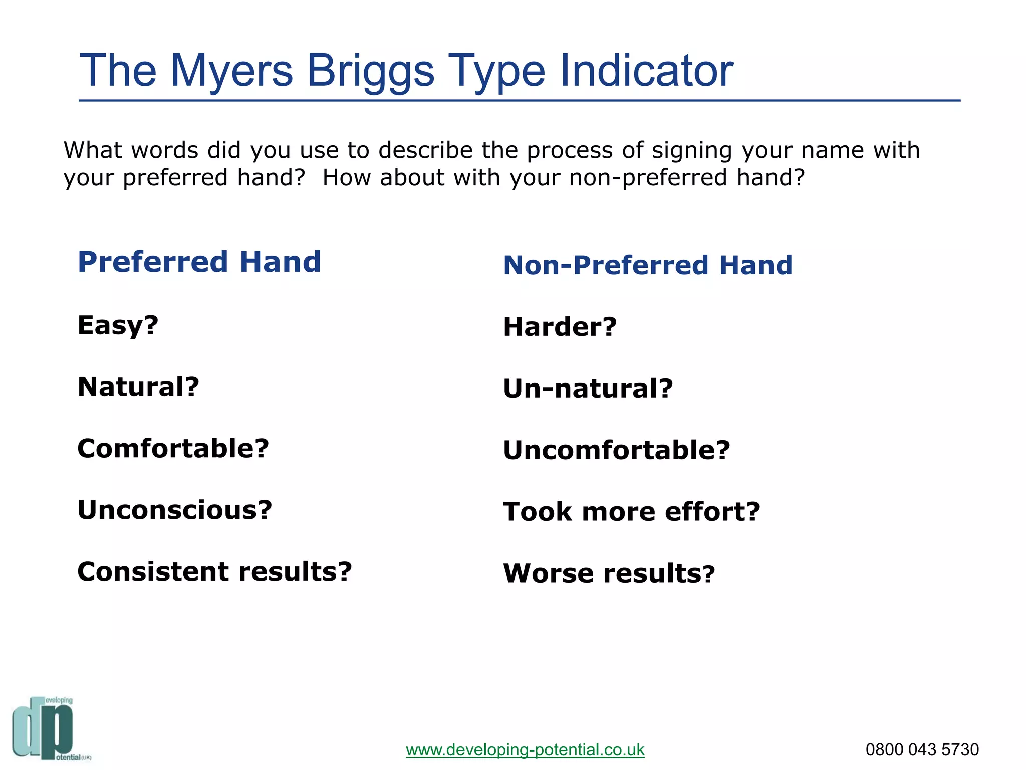 Myers Briggs Type Indicator (MBTI) & Team Building | PDF