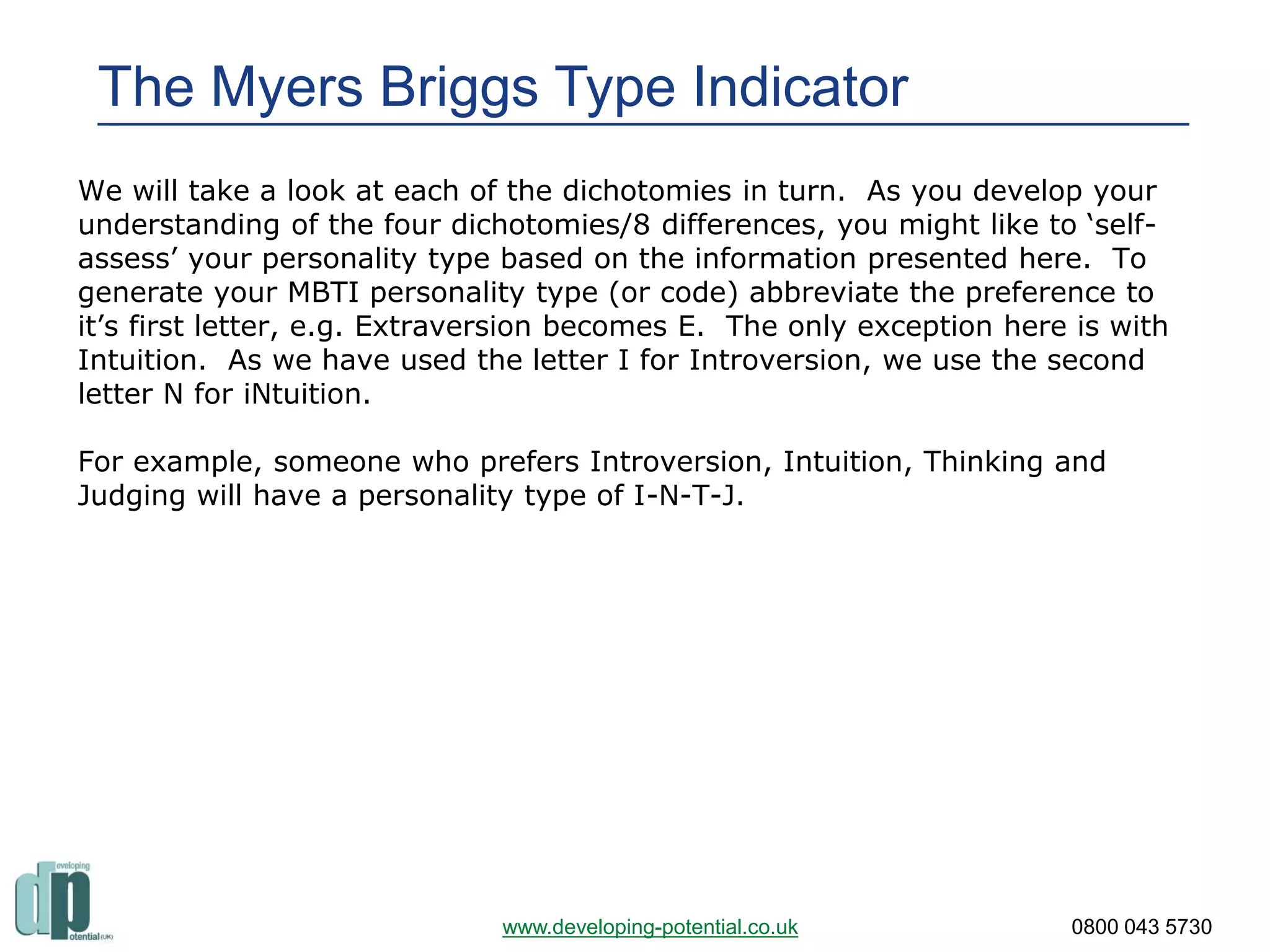 Myers Briggs Type Indicator (MBTI) & Team Building | PDF