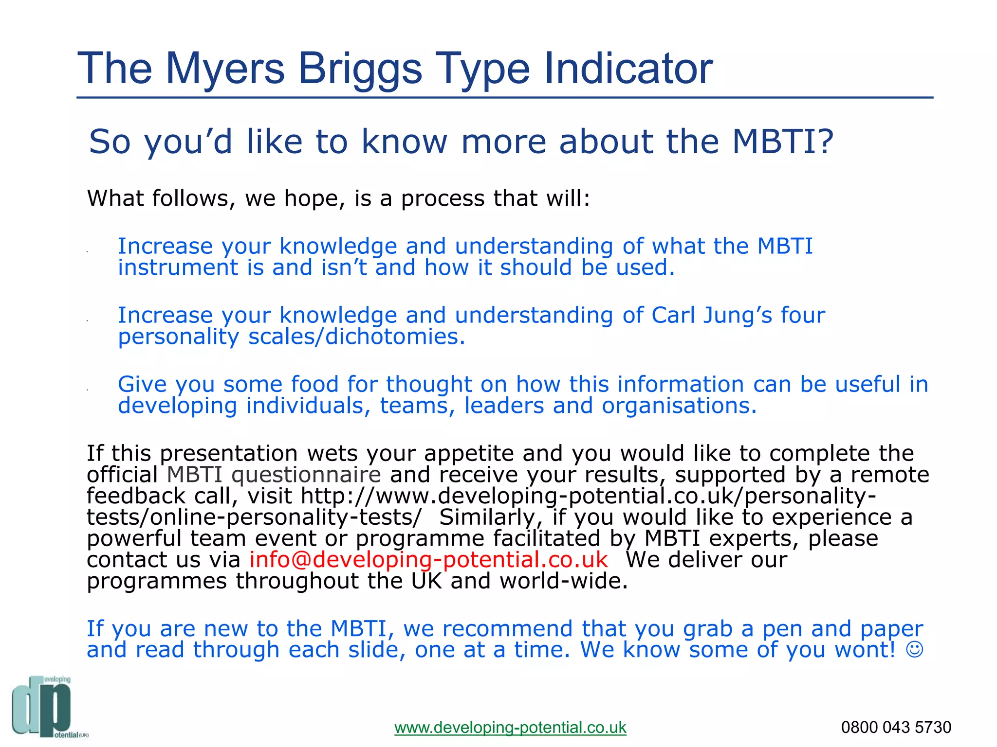 Myers Briggs Type Indicator (MBTI) & Team Building | PDF