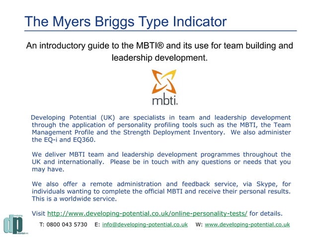 Myers Briggs Type Indicator (MBTI) & Team Building | PDF | Resume ...