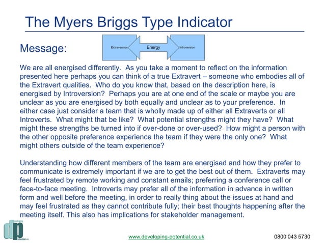 Myers Briggs Type Indicator (MBTI) & Team Building | PDF | Resume ...