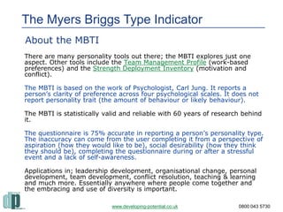 Myers Briggs Type Indicator (MBTI) & Team Building | PDF