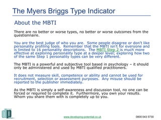 Myers Briggs Type Indicator (MBTI) & Team Building | PDF
