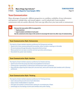 Mbti team facilitator report | PDF