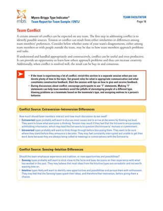 Mbti team facilitator report | PDF