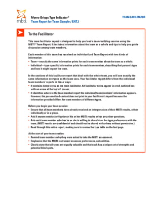 Mbti team facilitator report | PDF