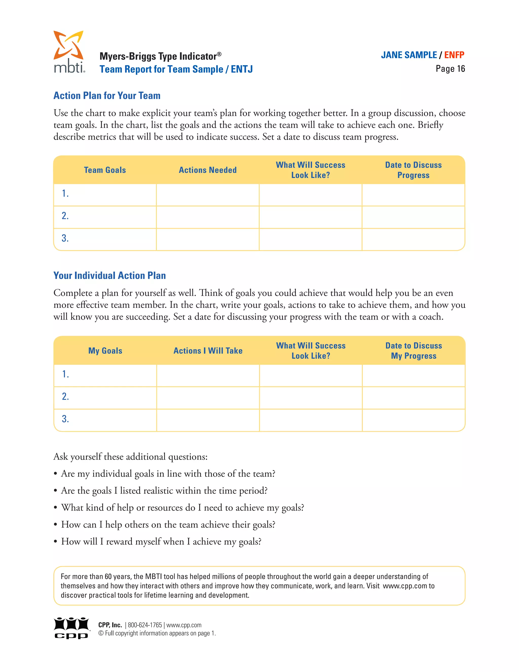 MBTI® Team Report - Sample | PDF