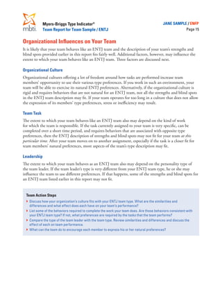 MBTI® Team Report - Sample | PDF