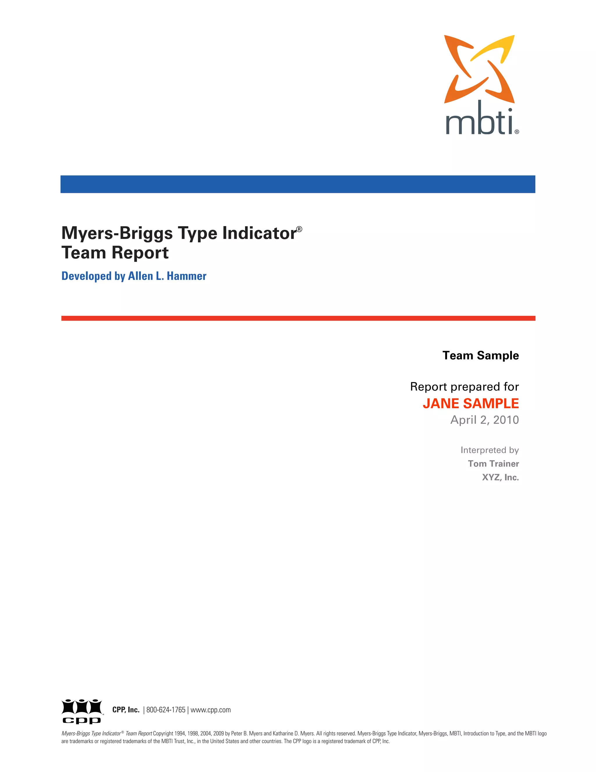 Mbti team report | PDF