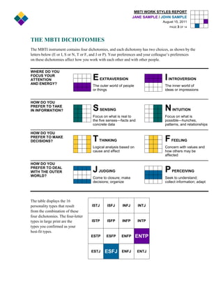 MBTI Work Styles Report | PDF