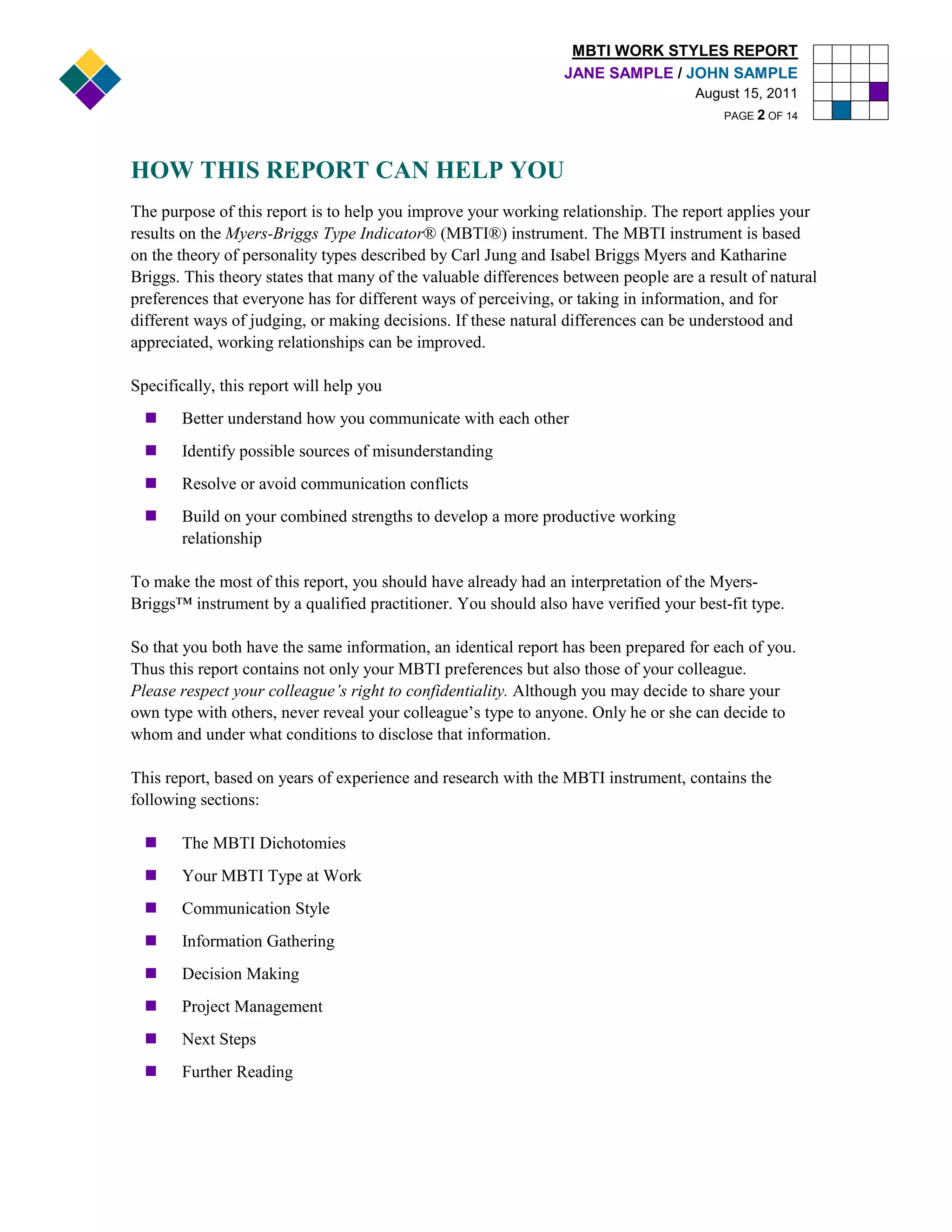 MBTI Work Styles Report | PDF | Resume Writing and Advice | Job Search