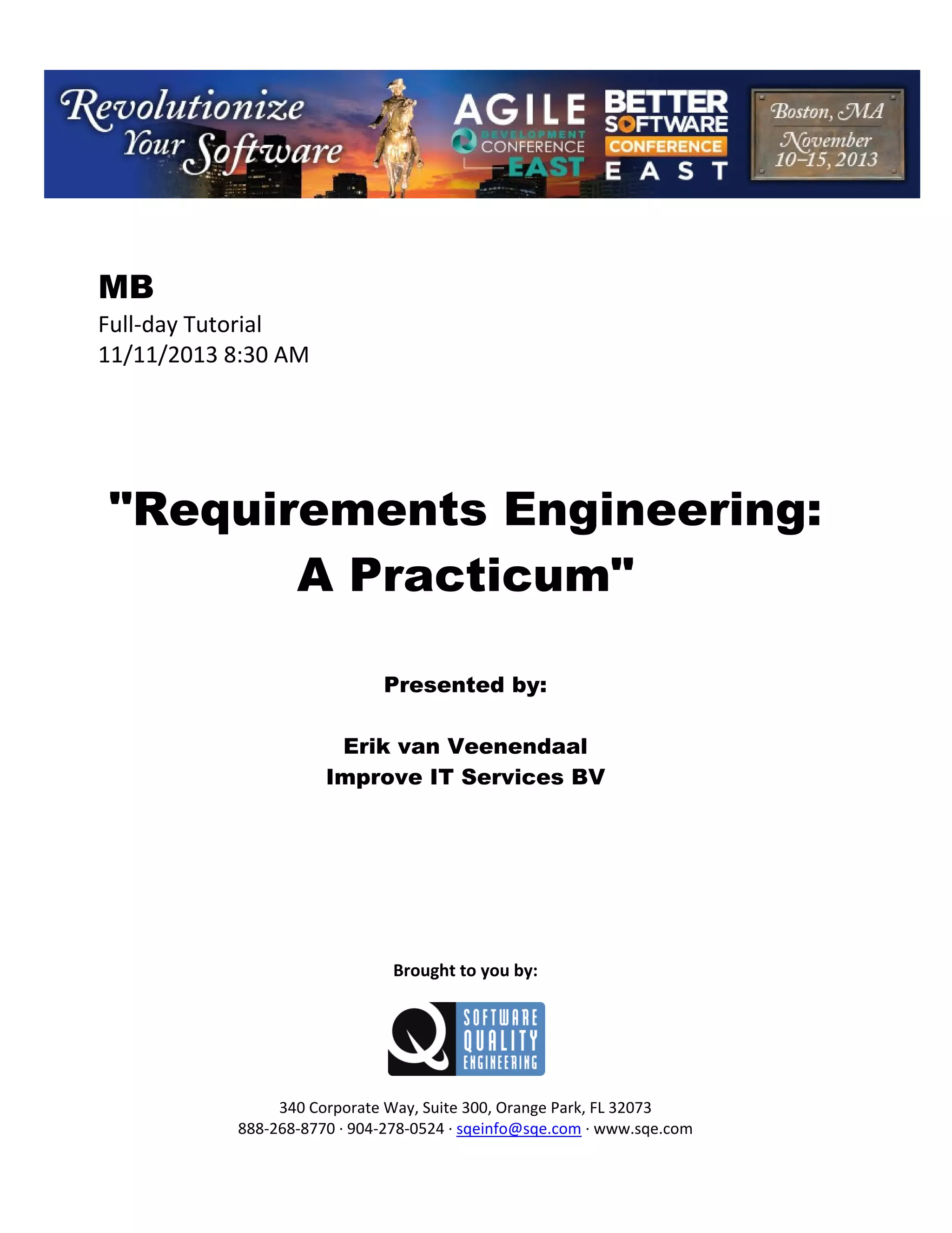 Requirements Engineering: A Practicum | PDF