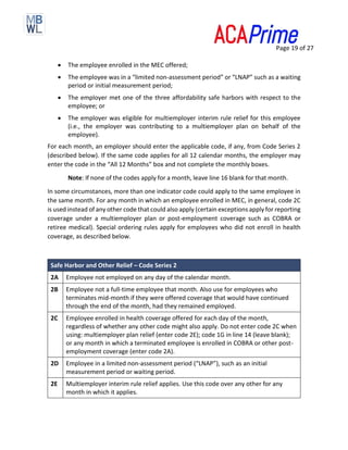 Mbwl employer's guide to aca reporting | PDF