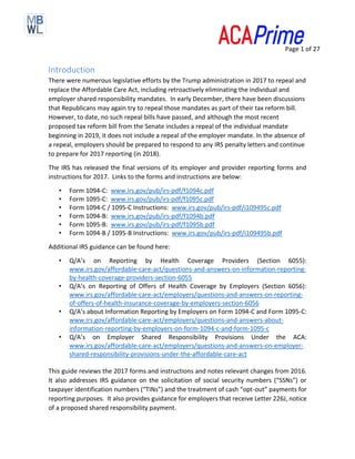 Mbwl employer's guide to aca reporting | PDF