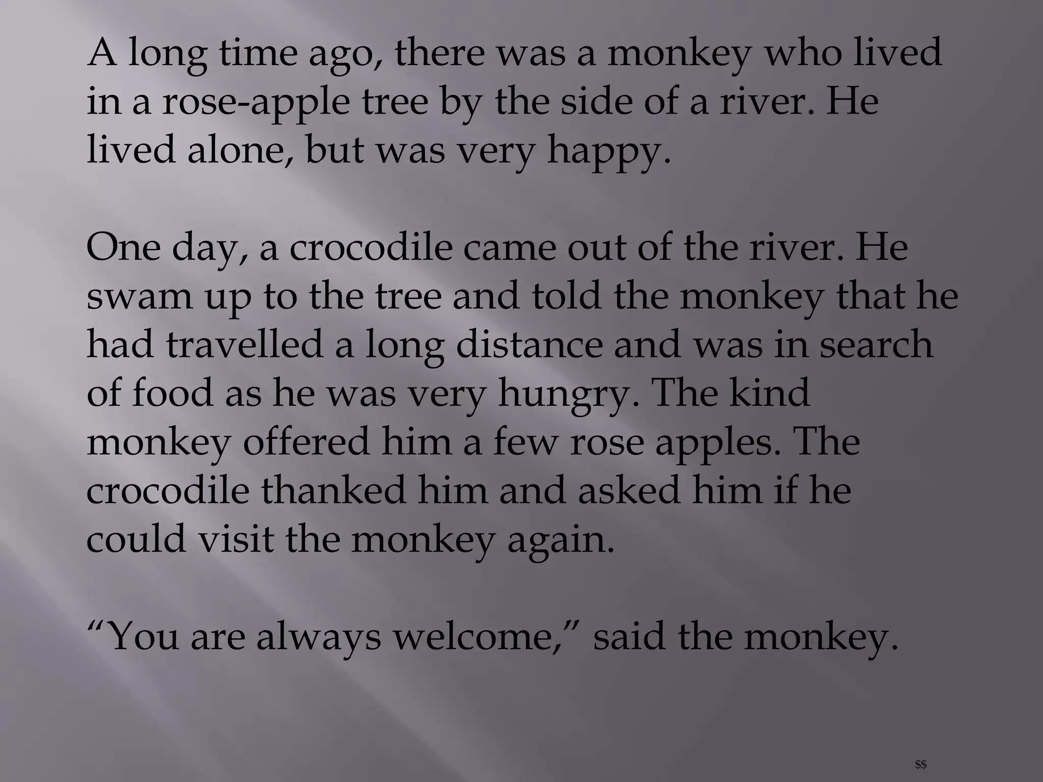 the monkey and crocodile | PPTX
