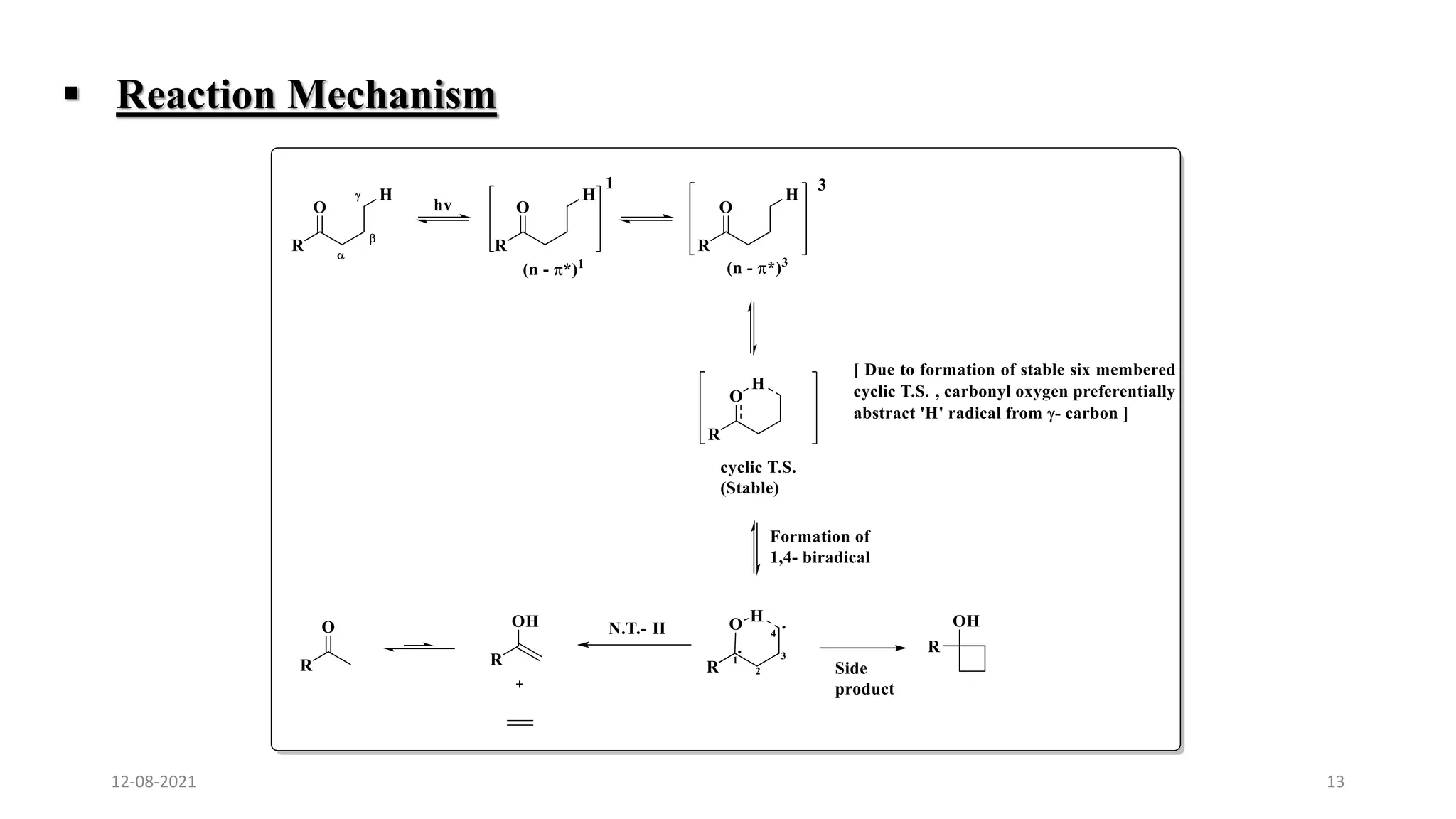 Photochemistry of Carbonyl Compound, Norrish type I and Type II Reaction | PPTX