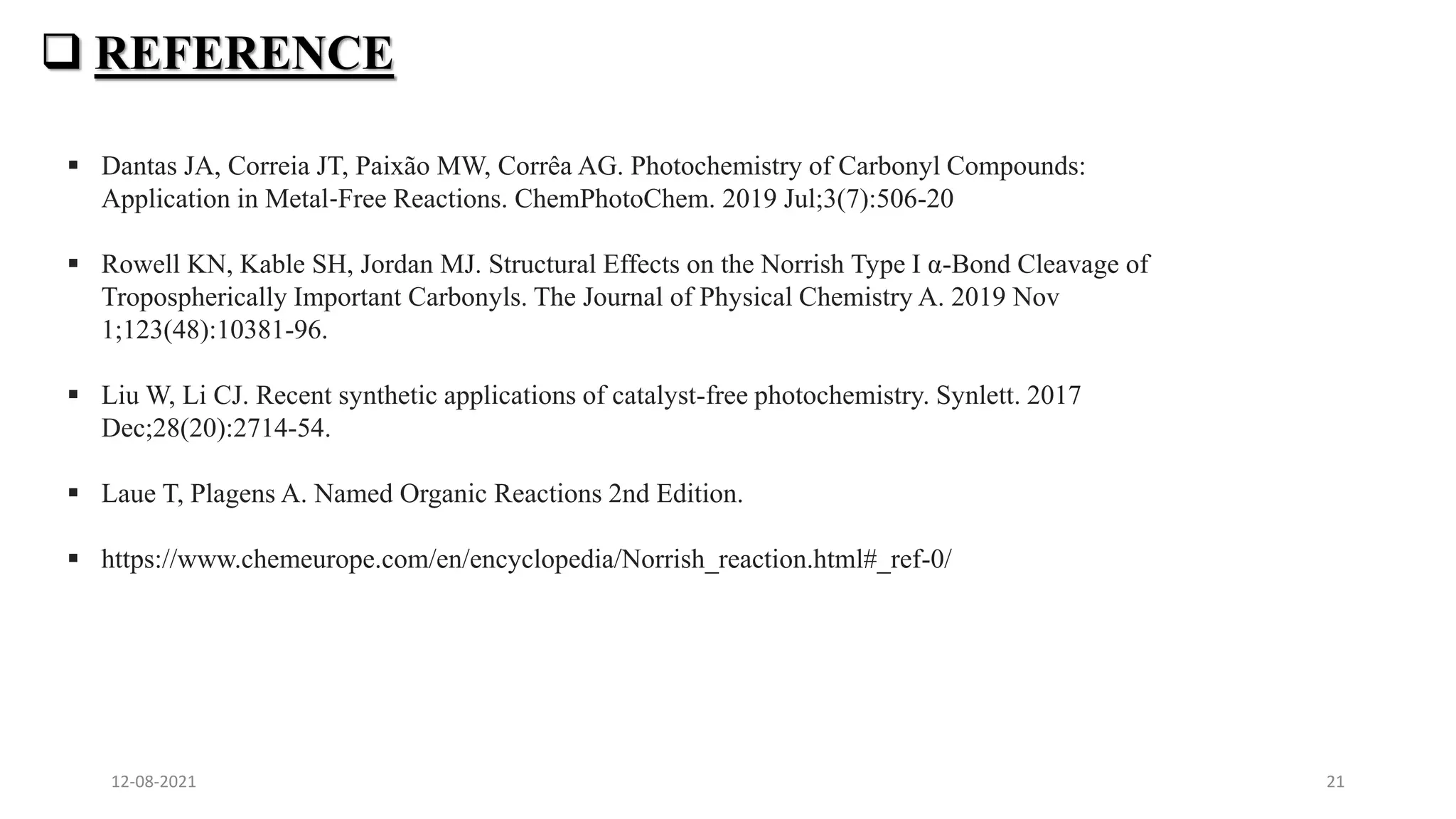 Photochemistry of Carbonyl Compound, Norrish type I and Type II ...