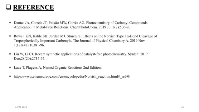 Photochemistry of Carbonyl Compound, Norrish type I and Type II ...