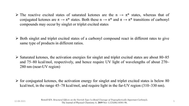 Photochemistry of Carbonyl Compound, Norrish type I and Type II ...