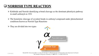 Photochemistry of Carbonyl Compound, Norrish type I and Type II ...