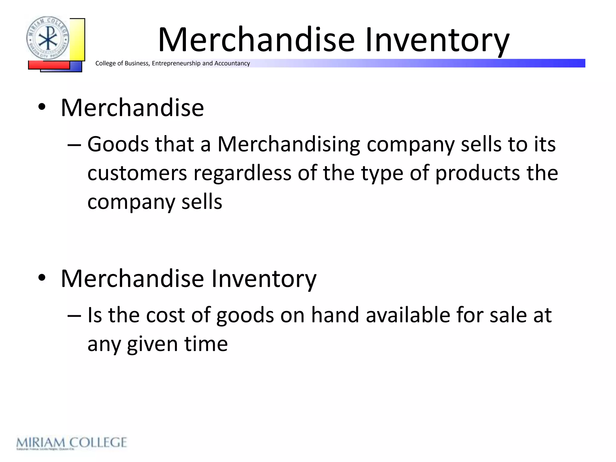 AC102 PPT1 - Merchandising Business (PPT from Sir Leandro Fua) | PPTX
