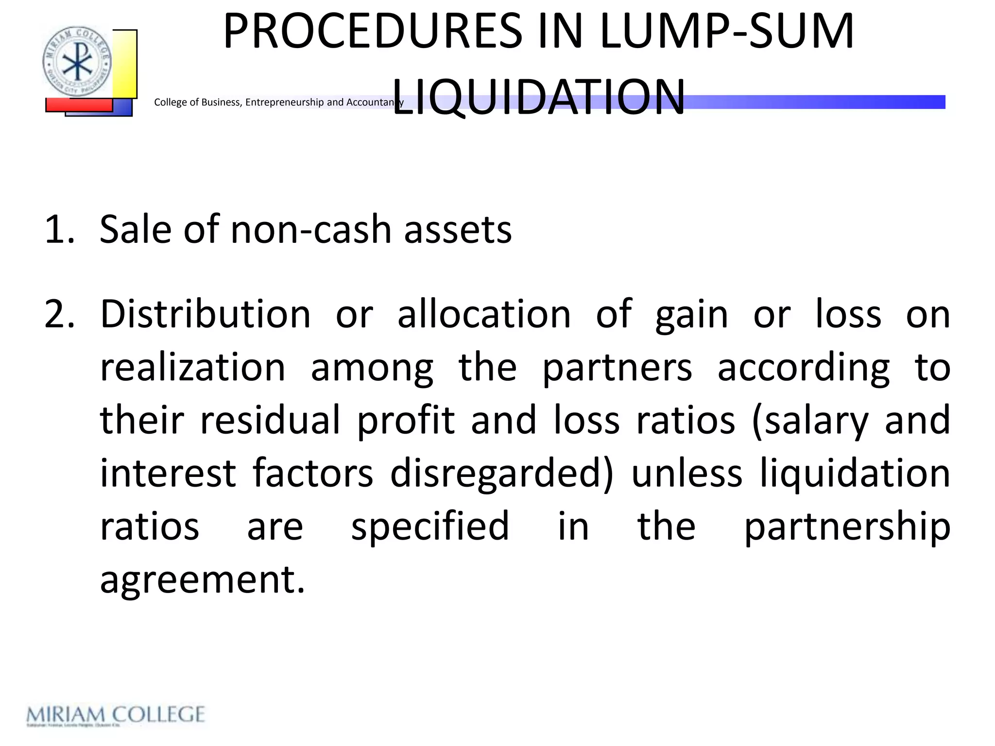 AC102 PPT8 - Partnership Liquidation Lump Sum (PPT from Sir Leandro Fua) | PPTX