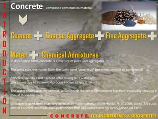 Concrete, Its Ingredients and Properties | PPTX