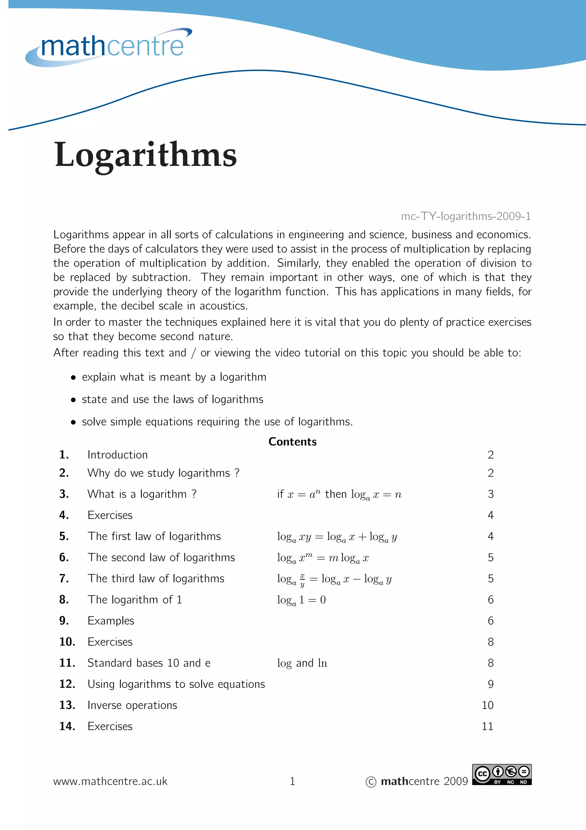 Mc ty-logarithms-2009-1 | PDF