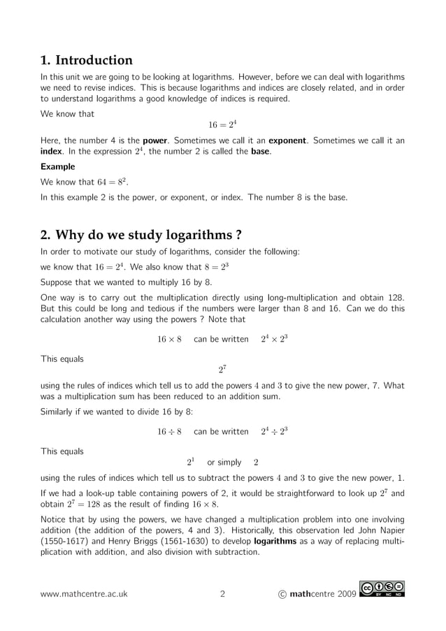 Logarithms Text | PDF