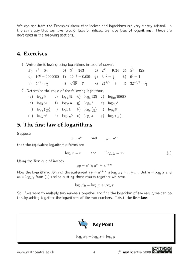 Logarithms Text | PDF