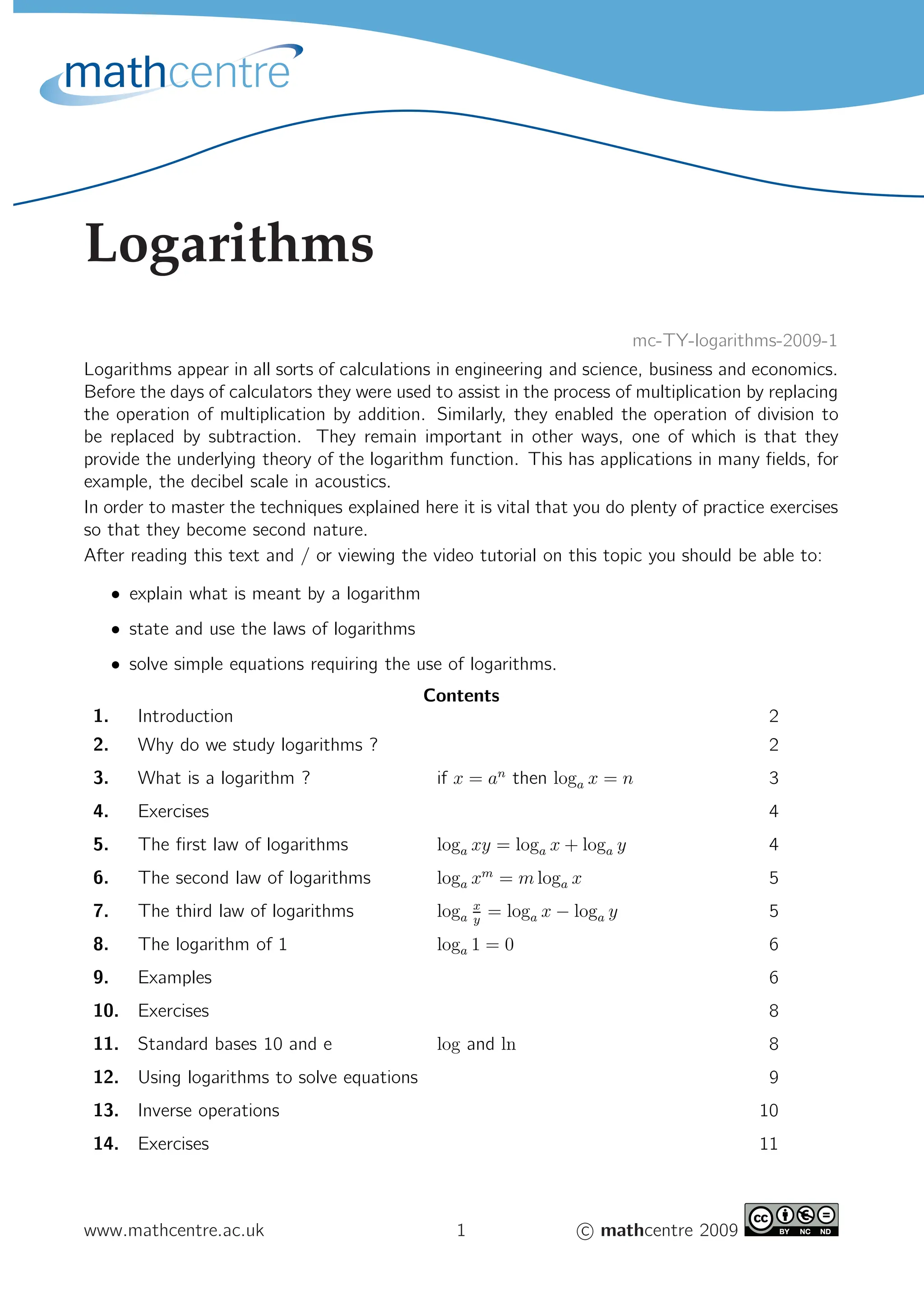 mc-ty-logarithms-2009-1.pdf igcse pots.. | PDF