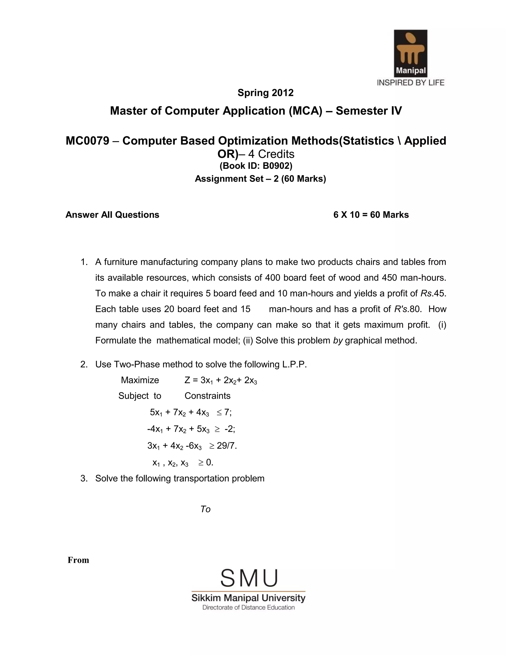 Mc0079 computer based optimization methods(statistics applied or)–-2012 ...