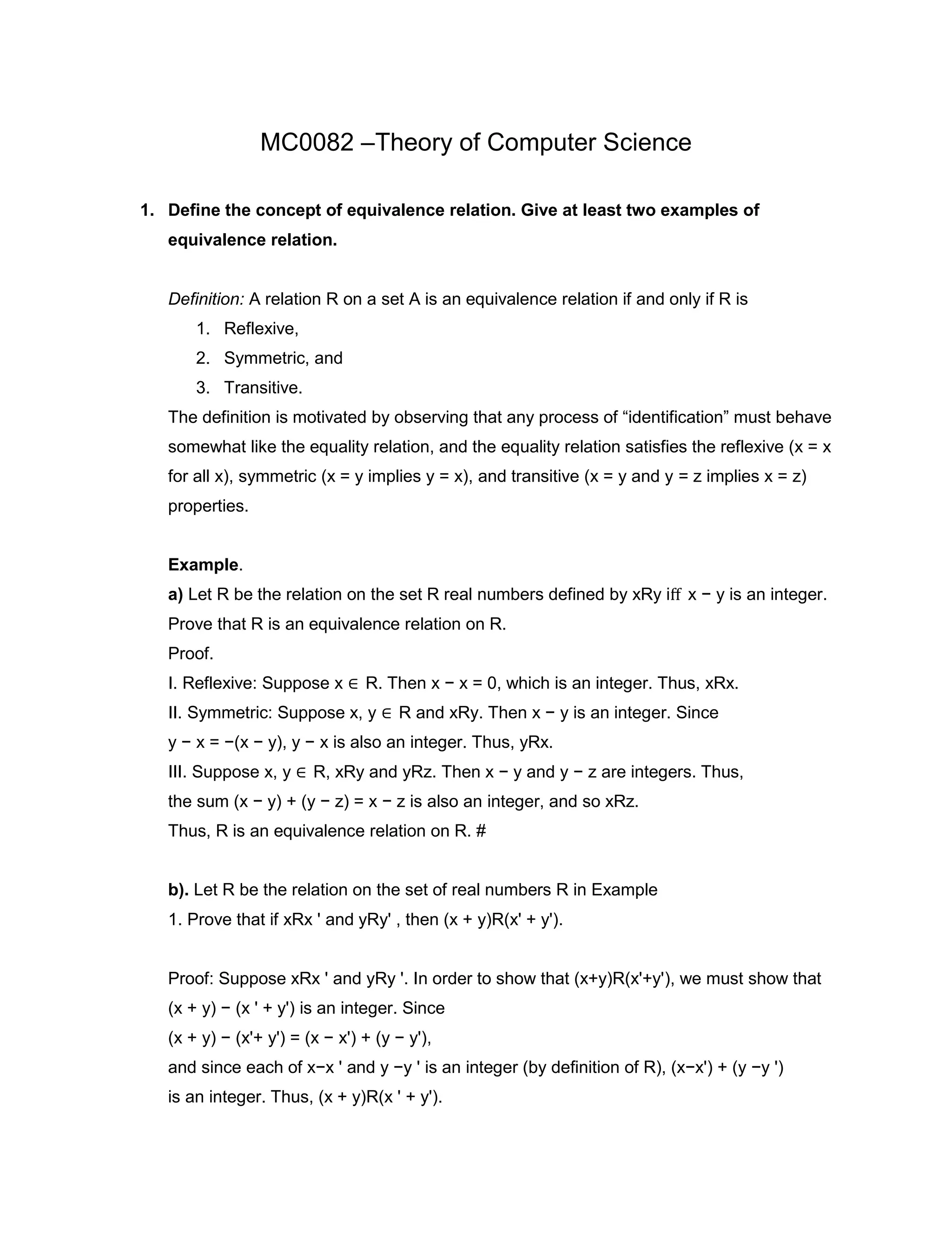 MC0082 –Theory of Computer Science | PDF