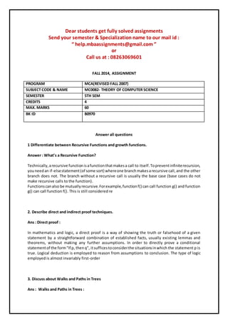 Mc0082 theory of computer science | PDF