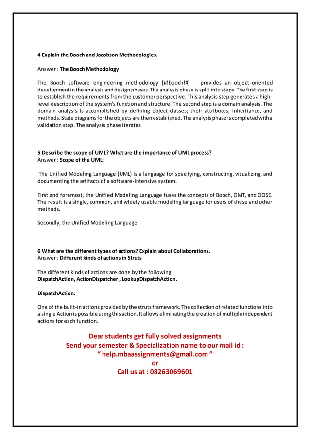 Mc0083 object oriented analysis & design using uml | DOCX | Programming Languages | Computing