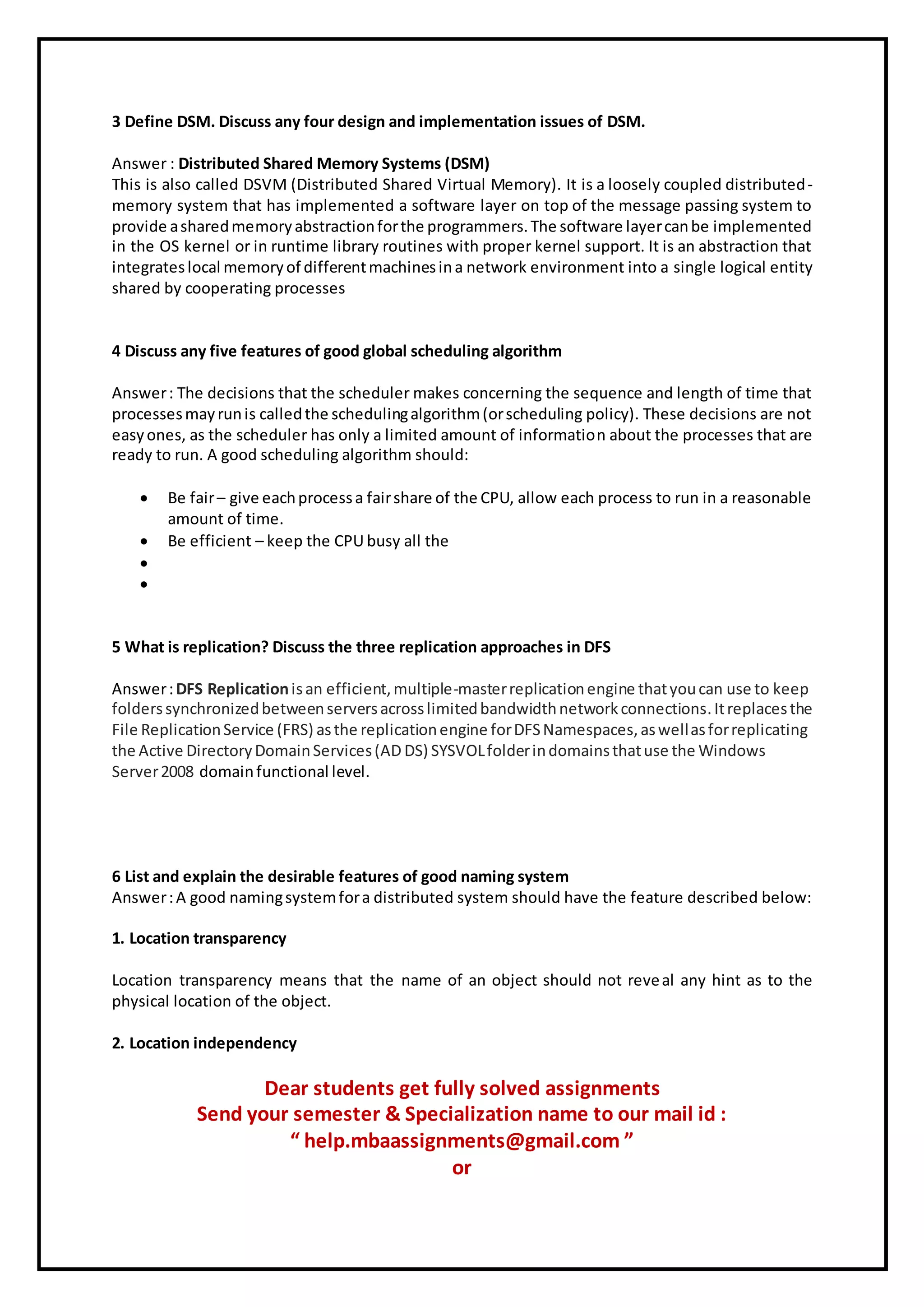 Mc0085 advanced operating systems (distributed | PDF Mc0085 advanced operating systems (distributed | PDF