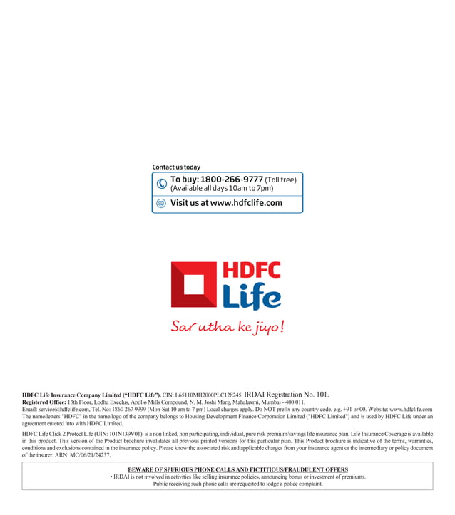 Mc062124237 v01-hdfc-life-click-2-protect-life-retail-brochure | PDF ...