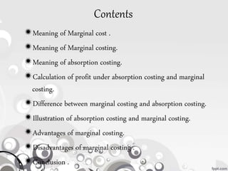 marginal and absorption costing | PPTX
