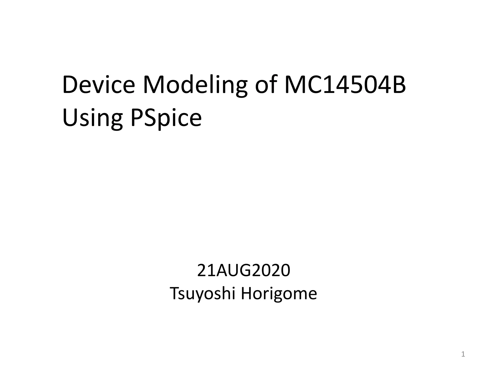 Device Modeling of MC14504B Using PSpice | PPT
