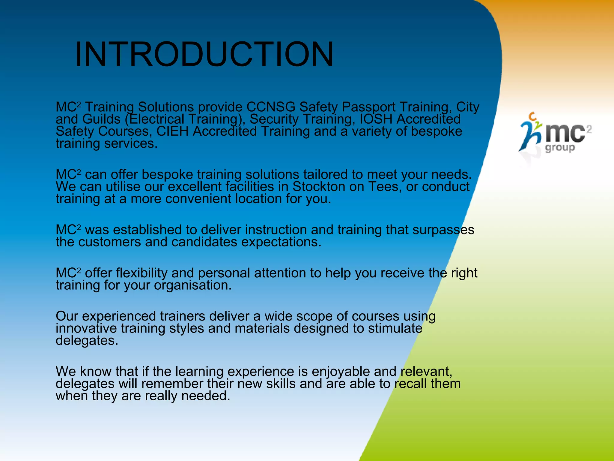 Mc2 Training Solutions Introduction Slides (Mc2 Group Format) | PPT