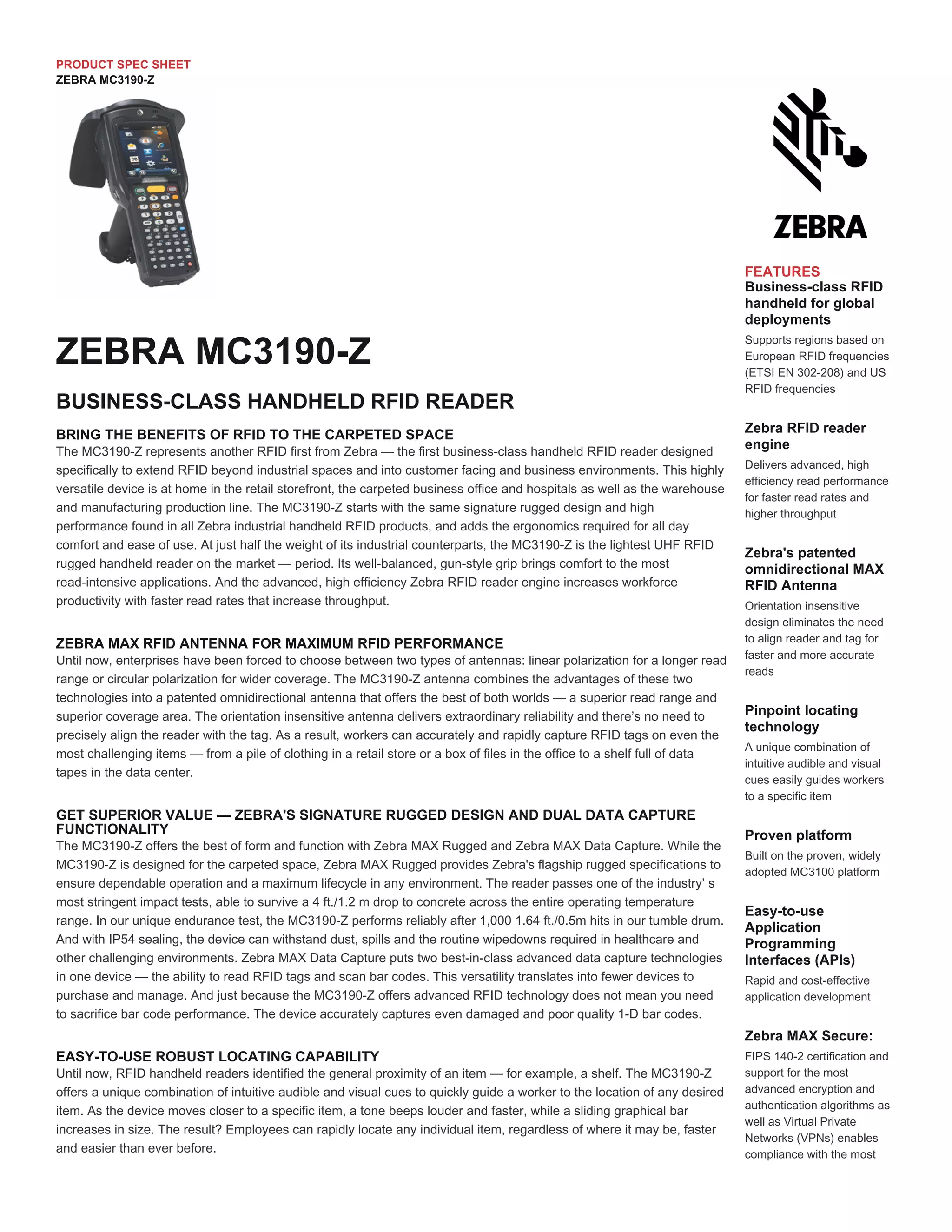 Mc3190 z spec_sheet_rfid | PDF