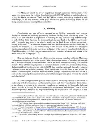 Study on a New Church Movement in Malaysia Alongside BCCM as a Mainline ...