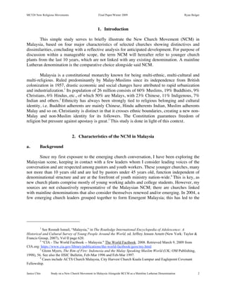 Study on a New Church Movement in Malaysia Alongside BCCM as a Mainline ...