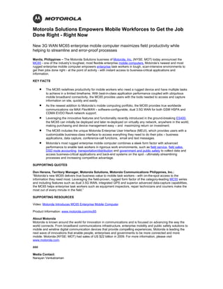 Motorola MC65 | DOC | Smartphones | Consumer Electronics