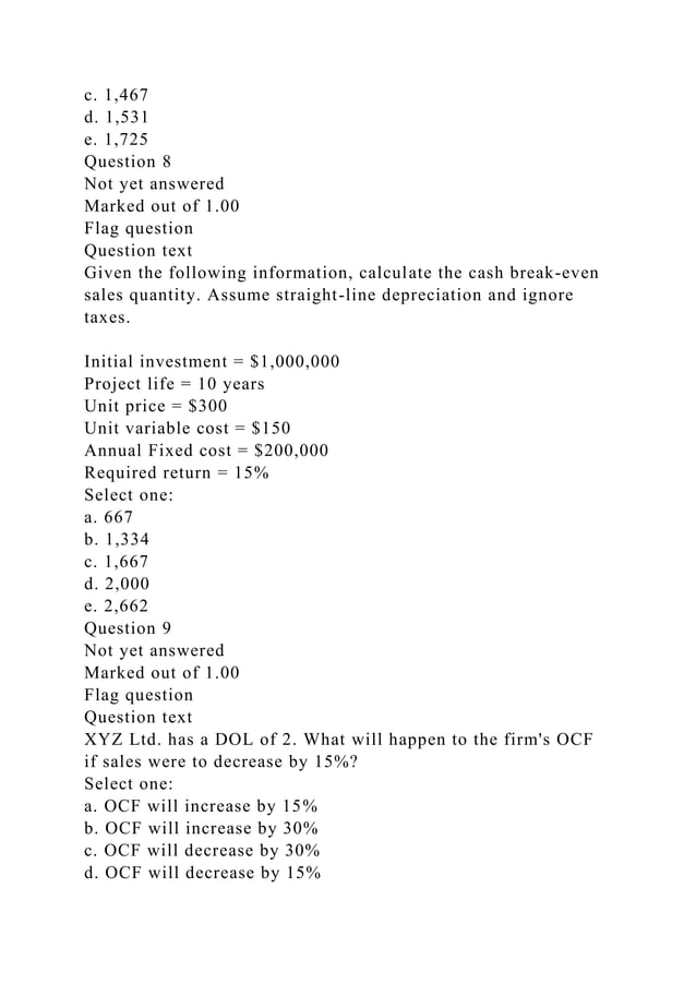 MC 7Question 1Not yet answeredMarked out of 1.00Flag .docx | Stocks and ...