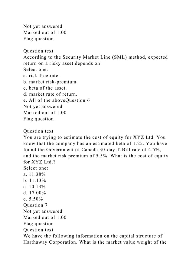 MC 7Question 1Not yet answeredMarked out of 1.00Flag .docx | Stocks and ...